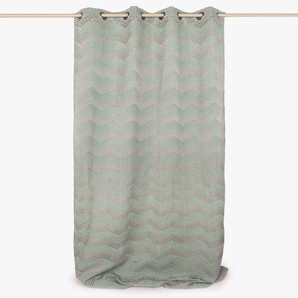 Cortinado Opaco ZigZag Verde HERITAGE – Gato Preto