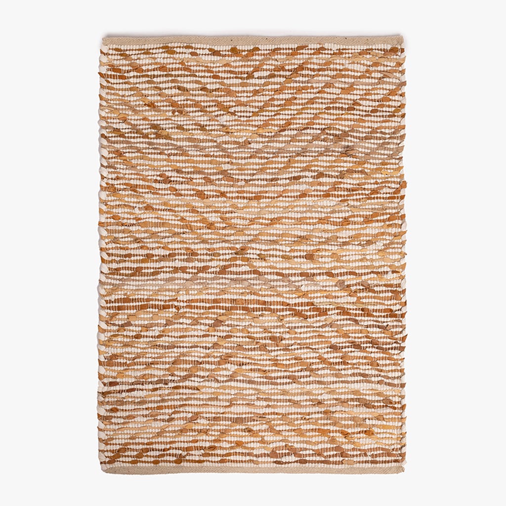 Rug leather/cotton natural/beige 100x150cm LIVELY – Gato Preto